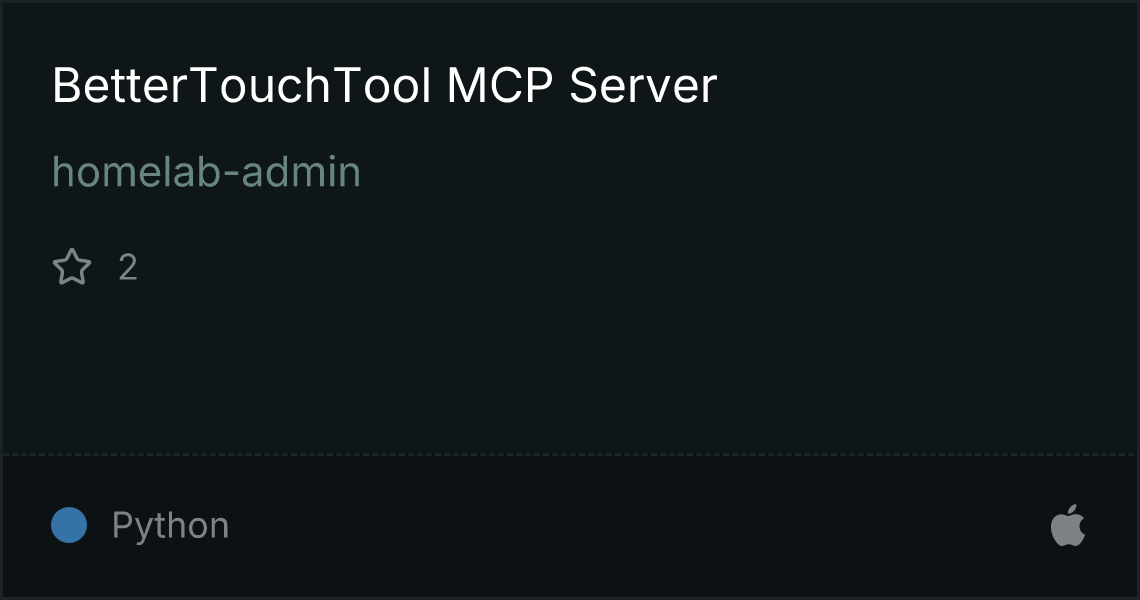 Score | BetterTouchTool MCP Server | Glama