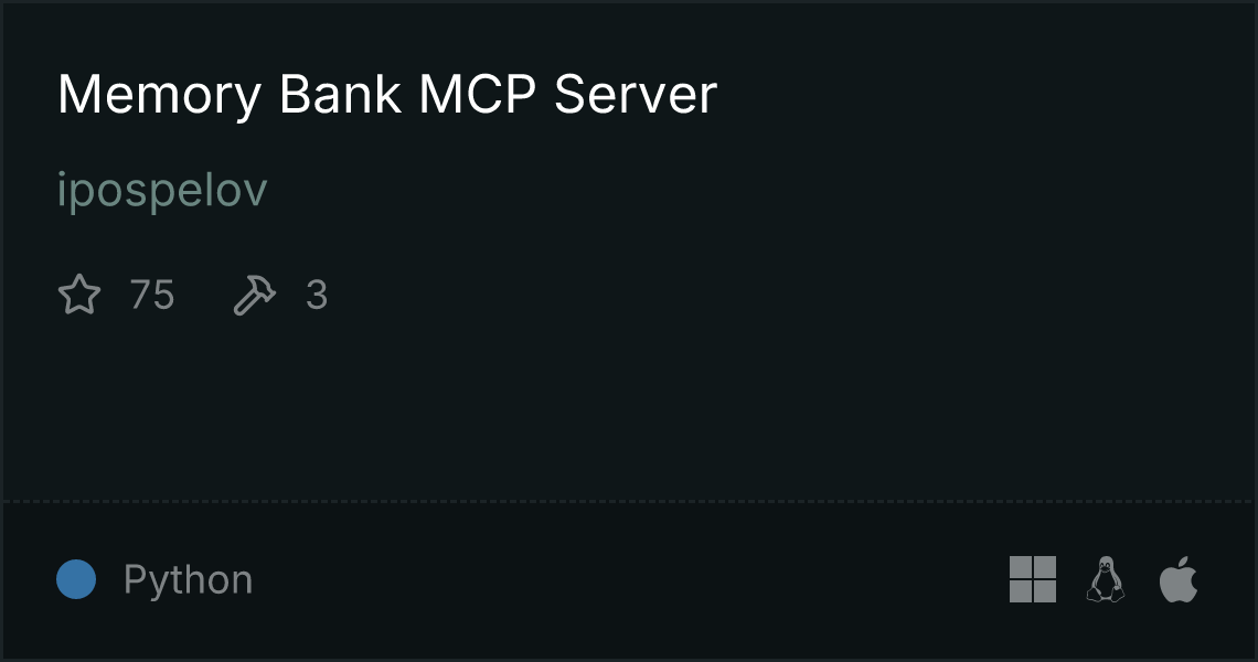 Memory Bank MCP Server | Glama