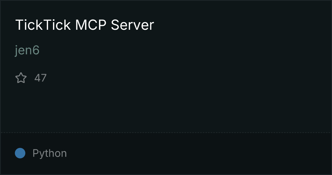 TickTick MCP Server by jen6 | Glama
