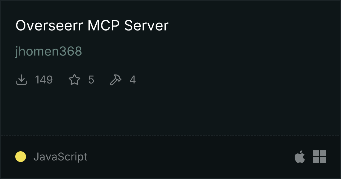 Schema | Overseerr MCP Server | Glama