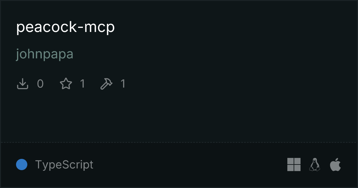 peacock-mcp by johnpapa | Glama