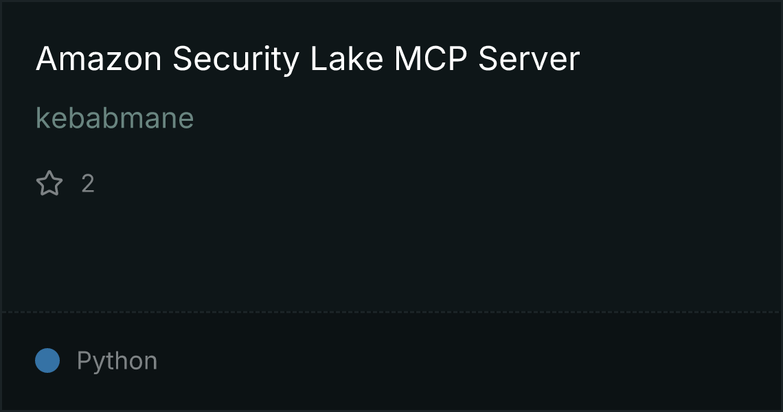 Amazon Security Lake MCP Server by kebabmane | Glama