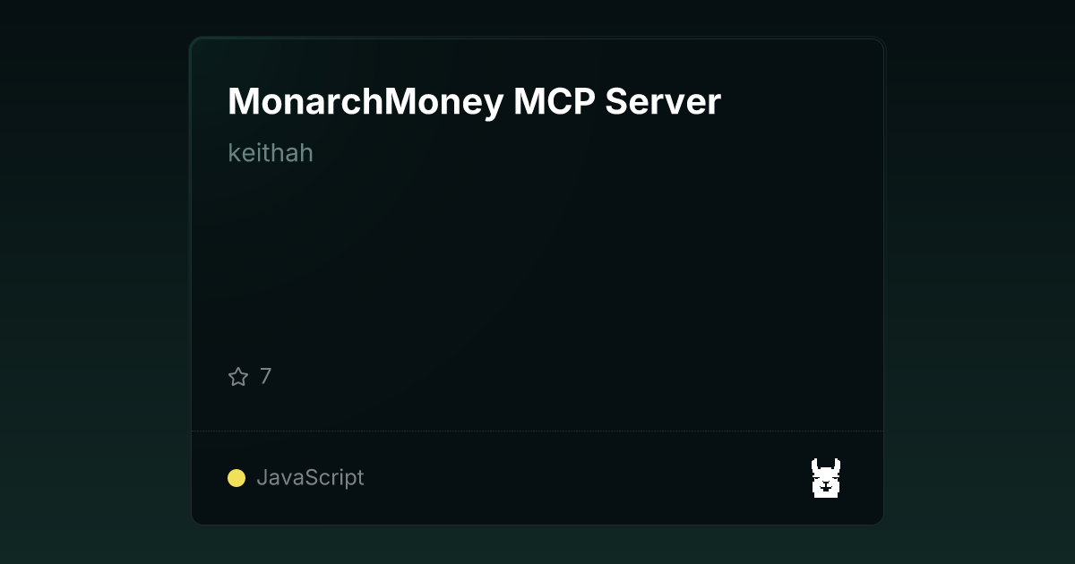 MonarchMoney MCP Server | Glama