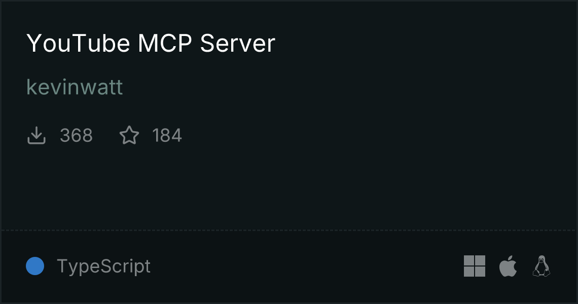 YouTube MCP Server by kevinwatt | Glama