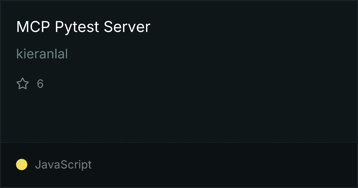 MCP Pytest Server by kieranlal | Glama