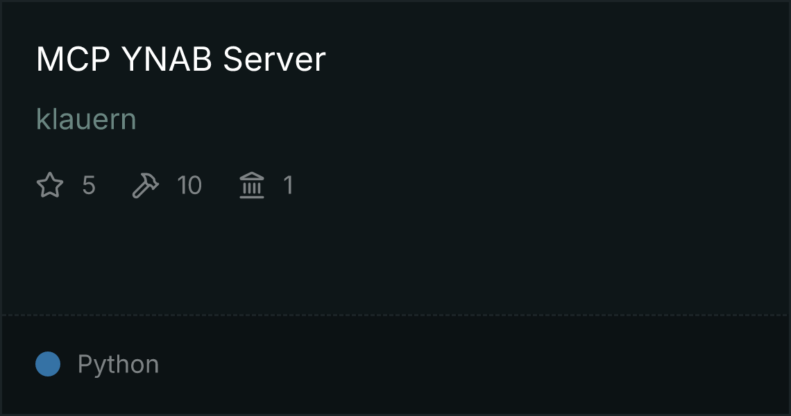 MCP YNAB Server by klauern | Glama