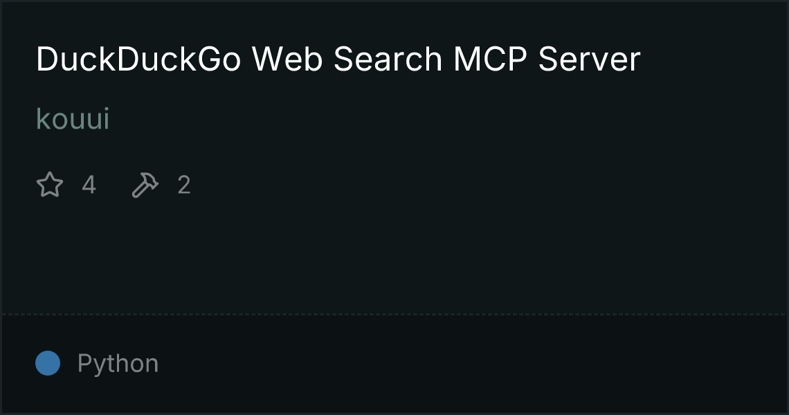 DuckDuckGo 网络搜索 MCP 服务器 | Glama