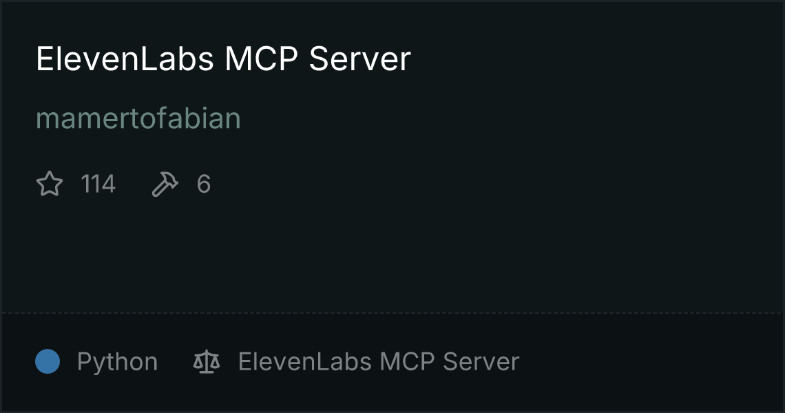 ElevenLabs MCP Server by mamertofabian | Glama