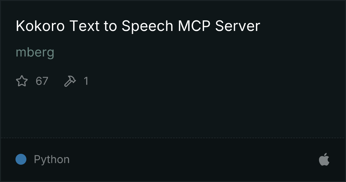 Kokoro Text to Speech MCP Server | Glama