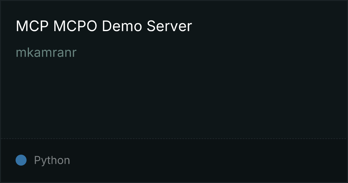 Schema | MCP MCPO Demo Server | Glama