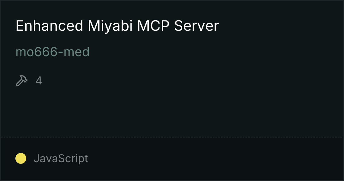 Enhanced Miyabi MCP Server | Glama