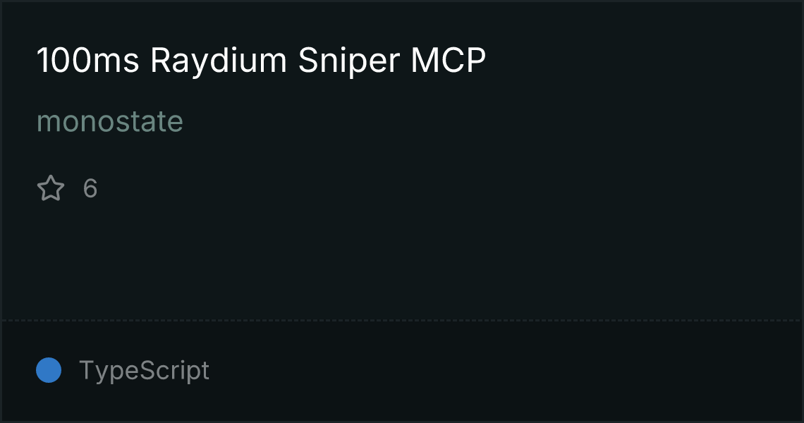 Score | 100ms Raydium Sniper MCP | Glama