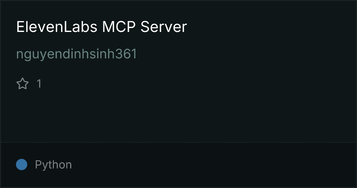 ElevenLabs MCP Server by nguyendinhsinh361 | Glama