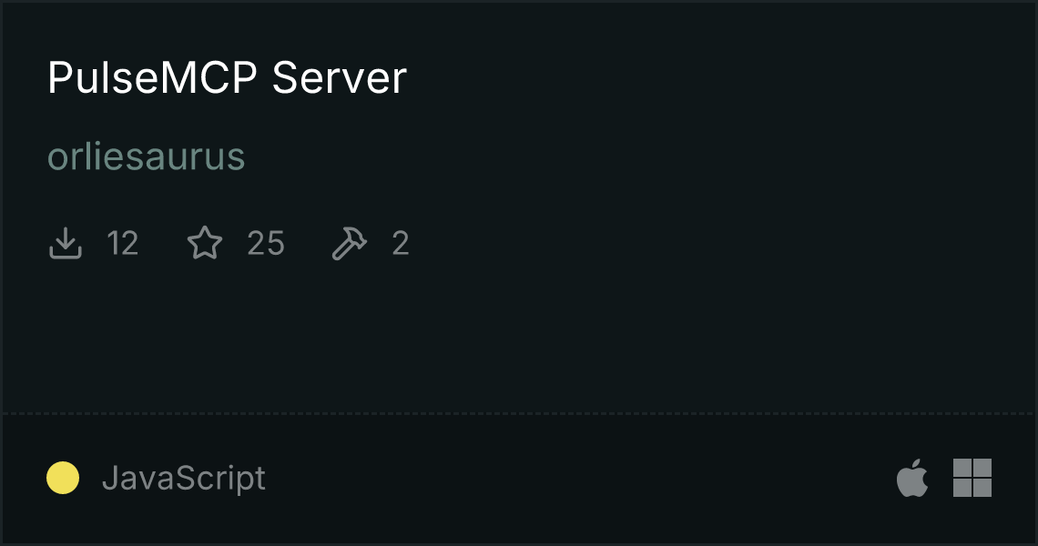 PulseMCP Server by orliesaurus | Glama