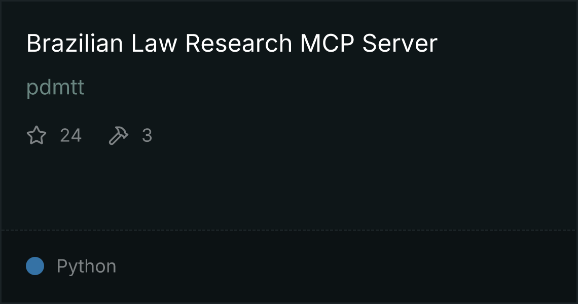 Brazilian Law Research MCP Server by pdmtt | Glama