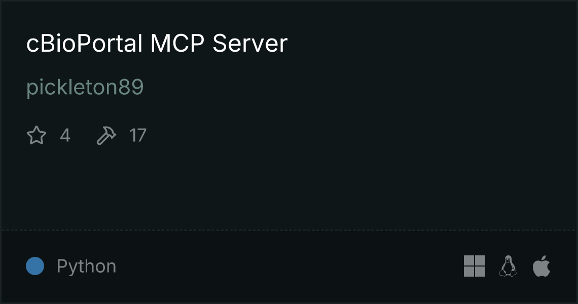 cBioPortal MCP Server by pickleton89 | Glama