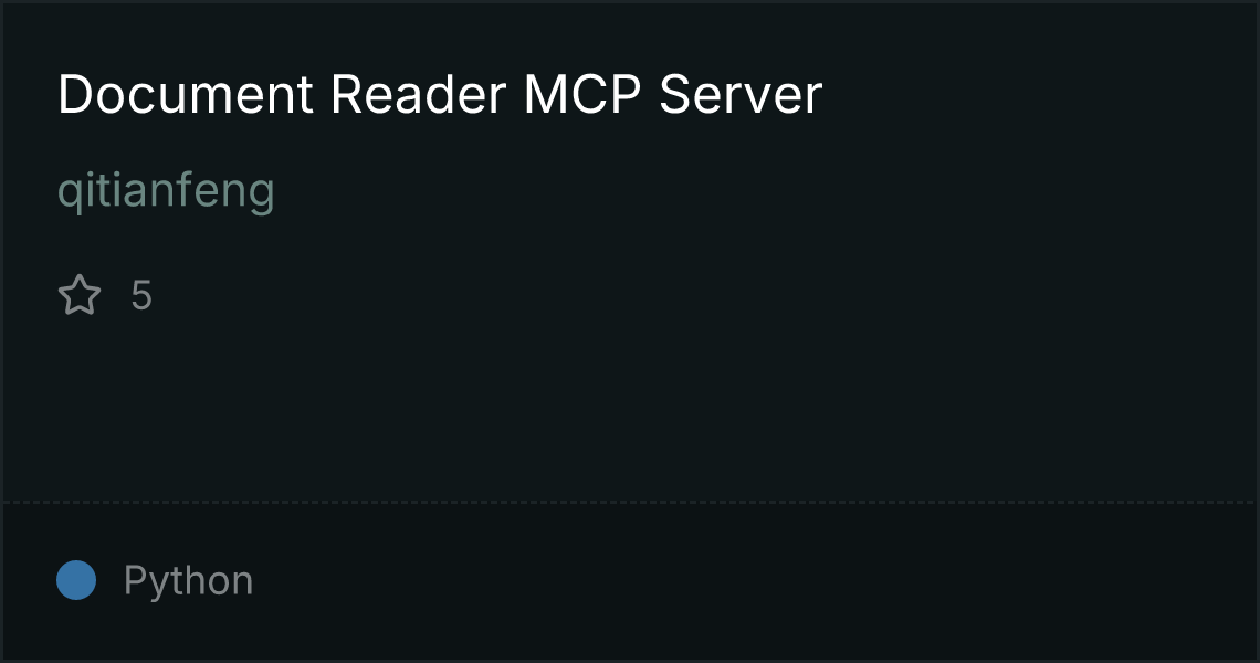 Document Reader MCP Server by qitianfeng | Glama