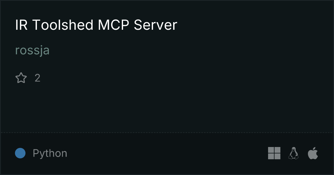 IR Toolshed MCP Server by rossja | Glama