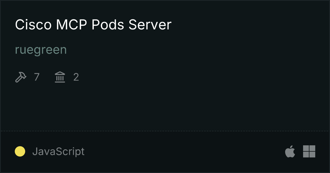 Schema | Cisco MCP Pods Server | Glama