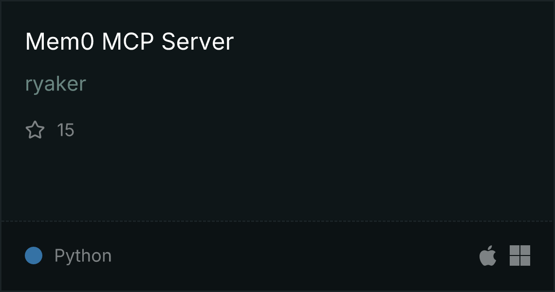 Mem0 MCP Server by ryaker | Glama