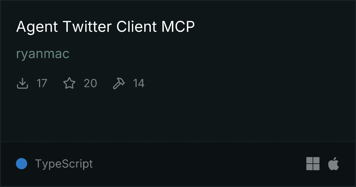 Agent Twitter Client MCP by ryanmac | Glama