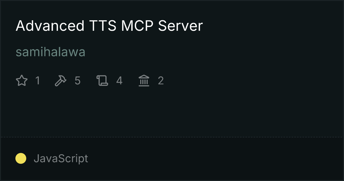 Score | Advanced TTS MCP Server | Glama