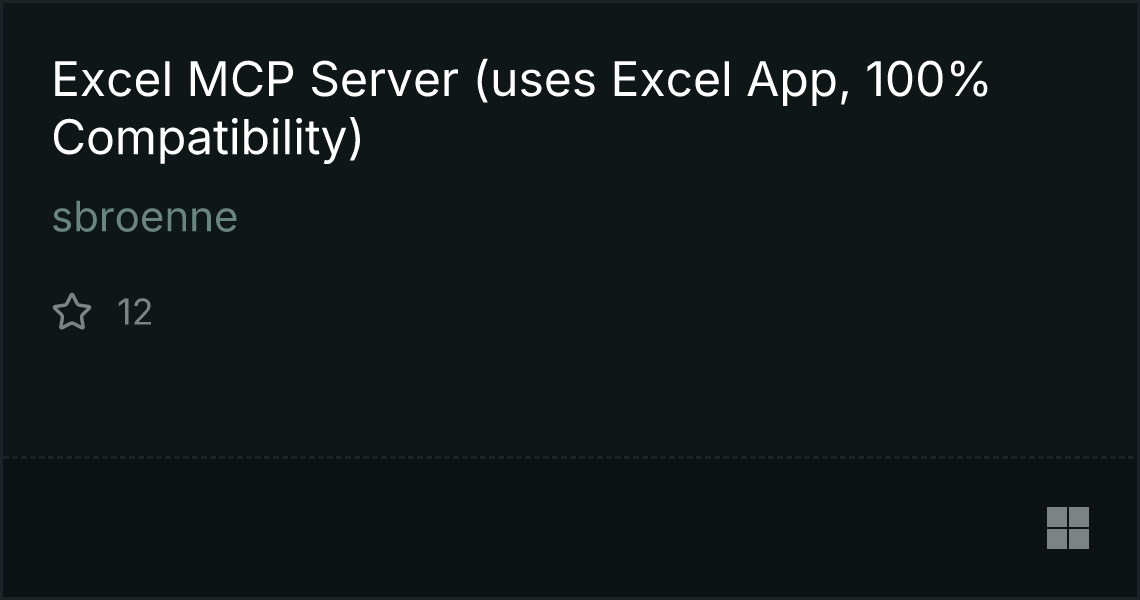 Excel MCP Server (uses Excel App, 100% Compatibility) by sbroenne | Glama