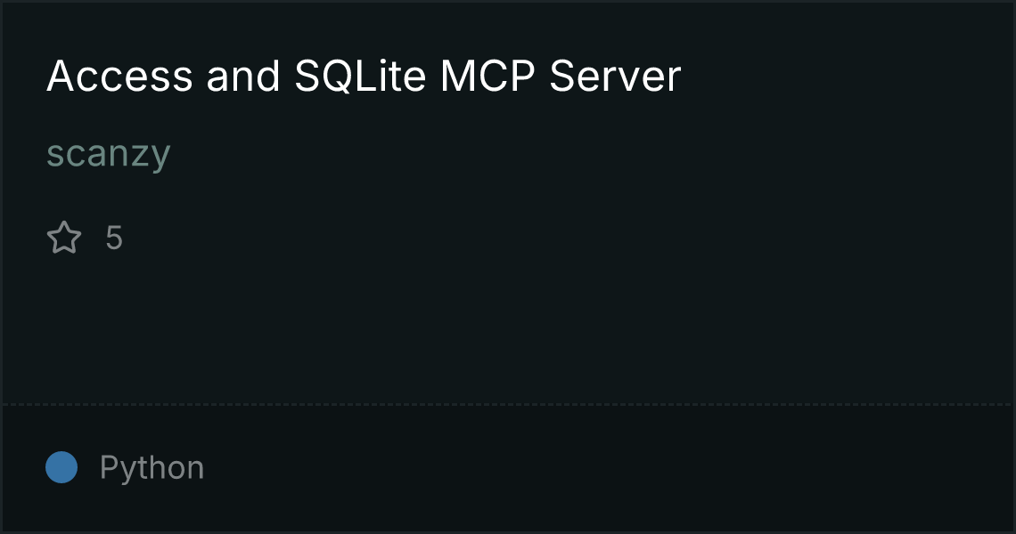 Schema | Access and SQLite MCP Server | Glama