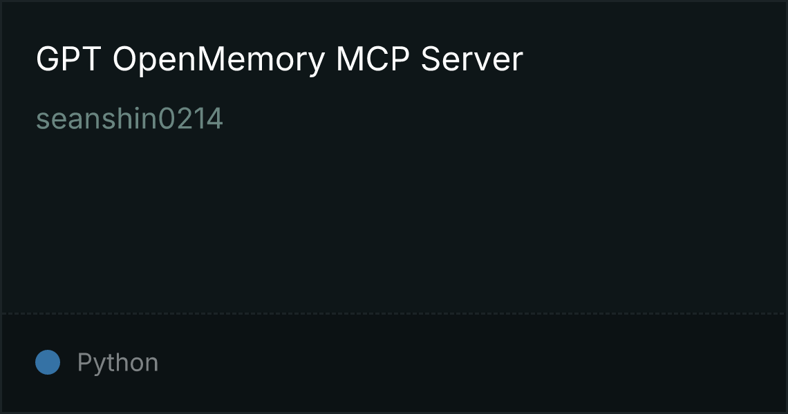 GPT OpenMemory MCP Server by seanshin0214 | Glama