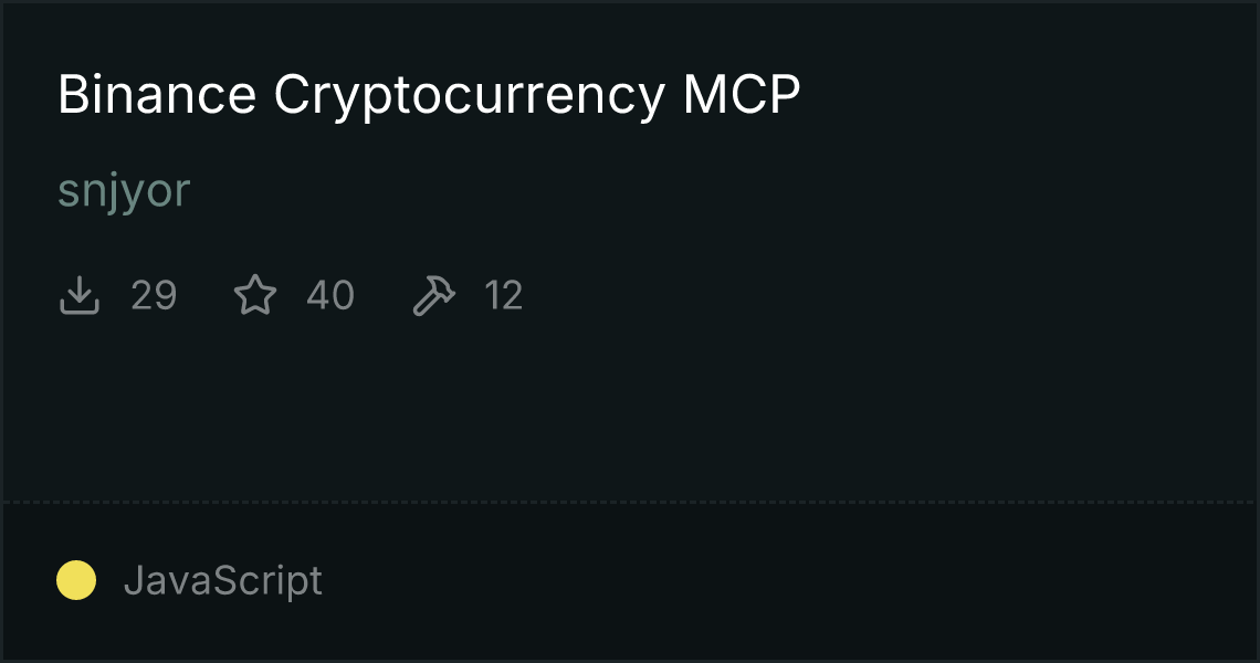Binance Cryptocurrency MCP by snjyor | Glama
