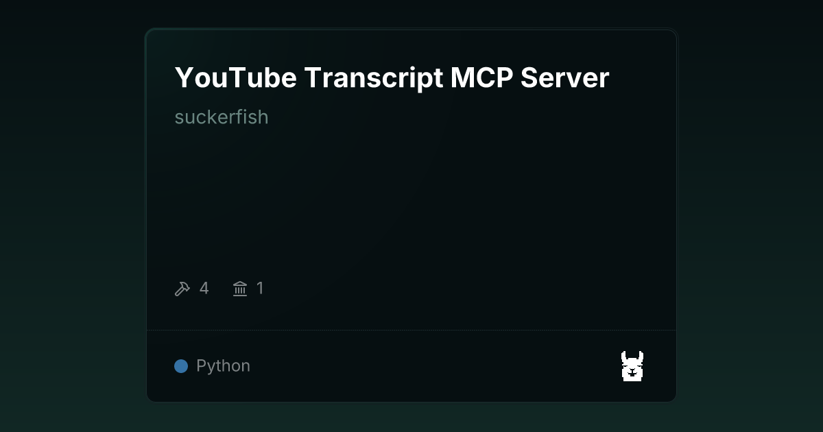 YouTube Transcript MCP Server | Glama