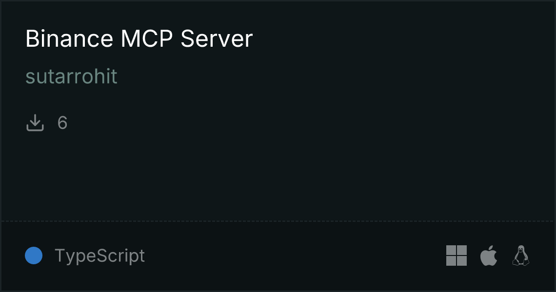 Binance MCP Server by sutarrohit | Glama