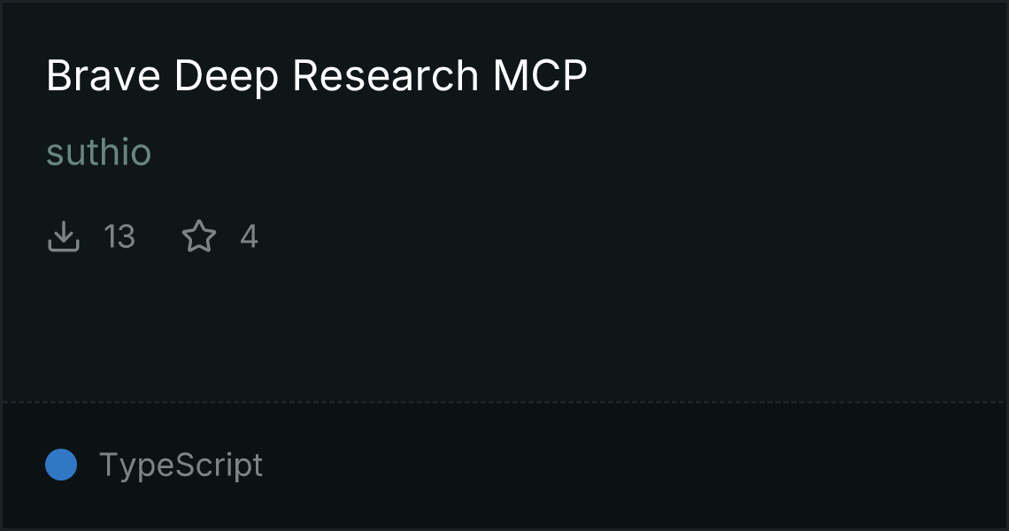Brave Deep Research MCP by suthio | Glama