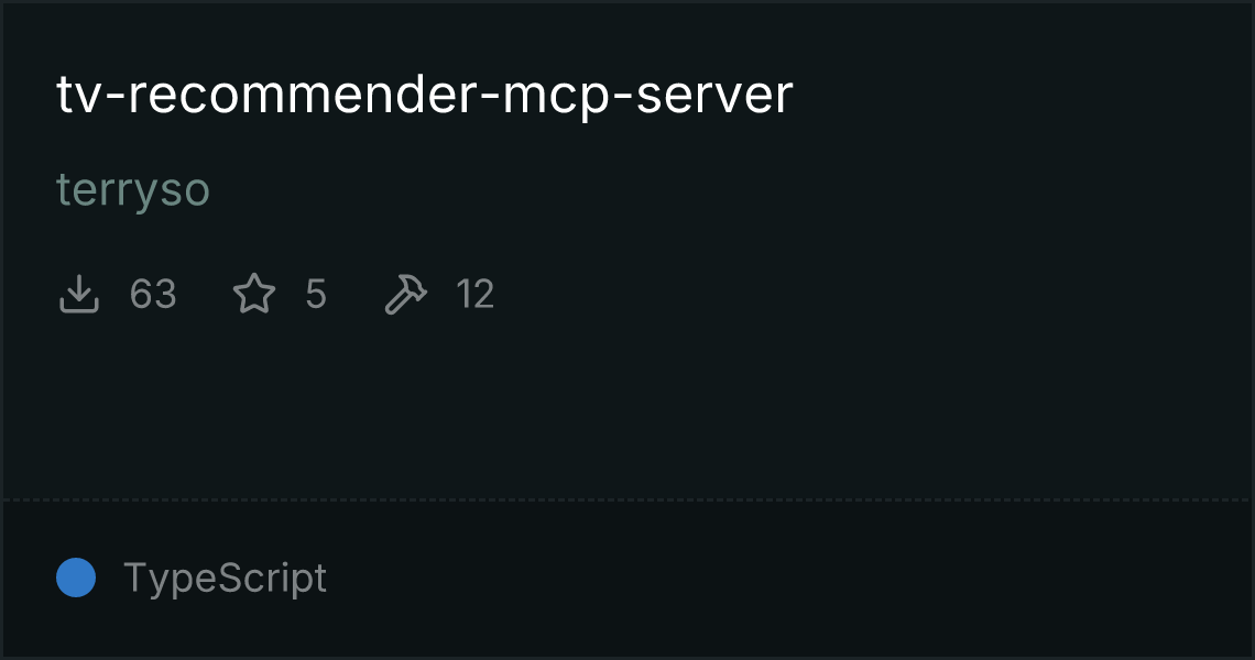 Schema | tv-recommender-mcp-server | Glama