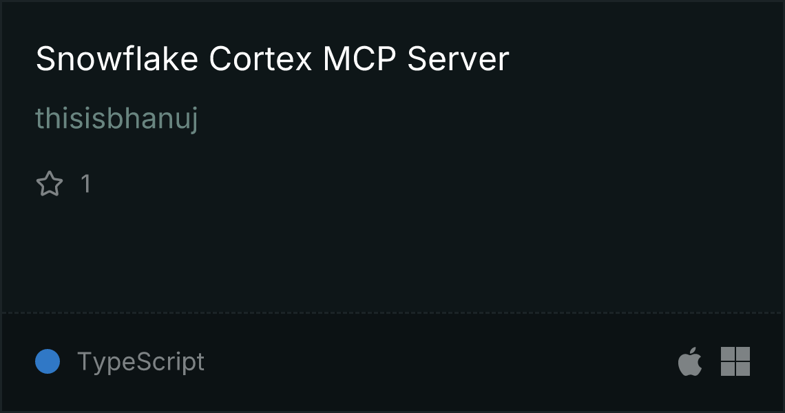 Snowflake Cortex MCP Server by thisisbhanuj | Glama