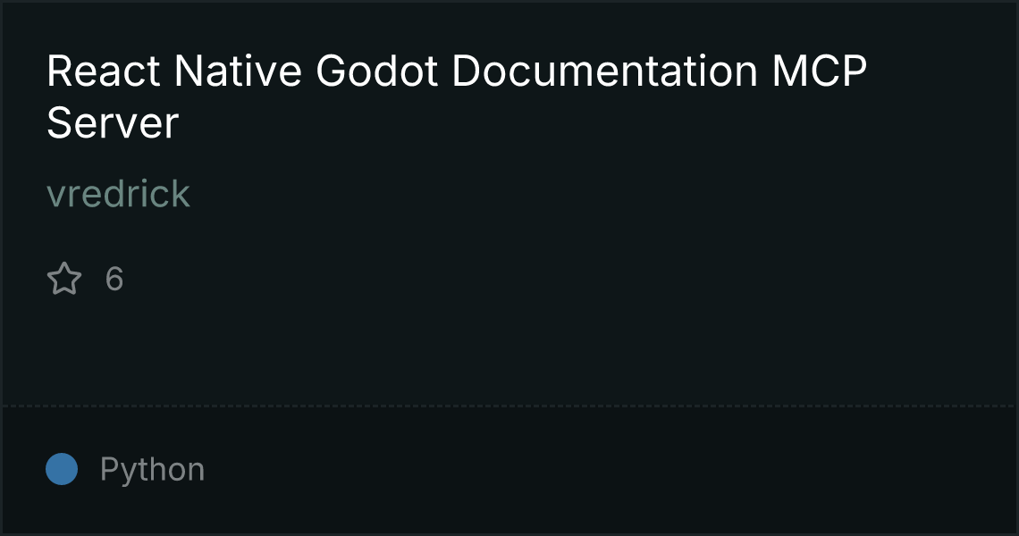 React Native Godot Documentation MCP Server by vredrick | Glama