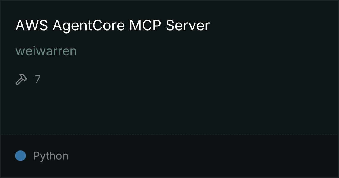 agentcore_gateway - AWS AgentCore MCP Server | Glama