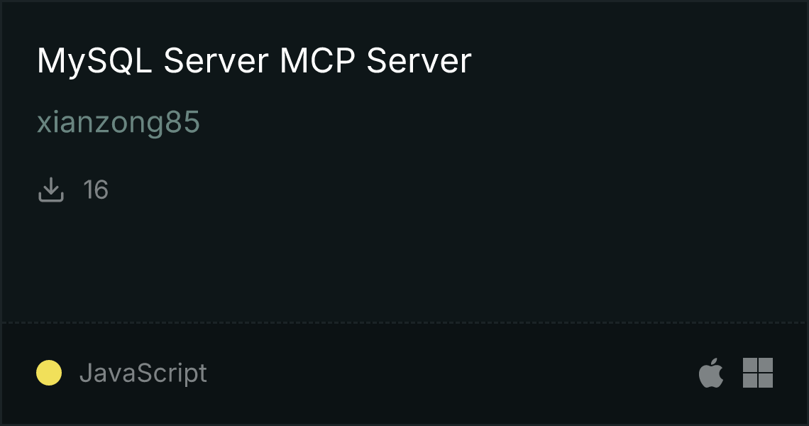 MySQL Server MCP Server by xianzong85 | Glama