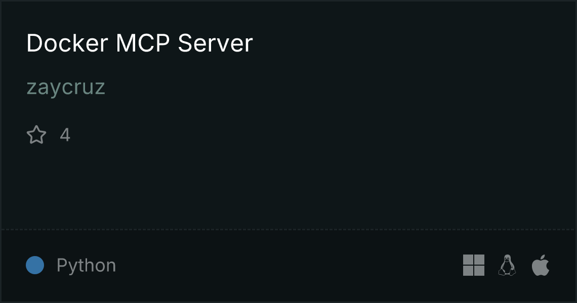 Docker MCP Server by zaycruz | Glama